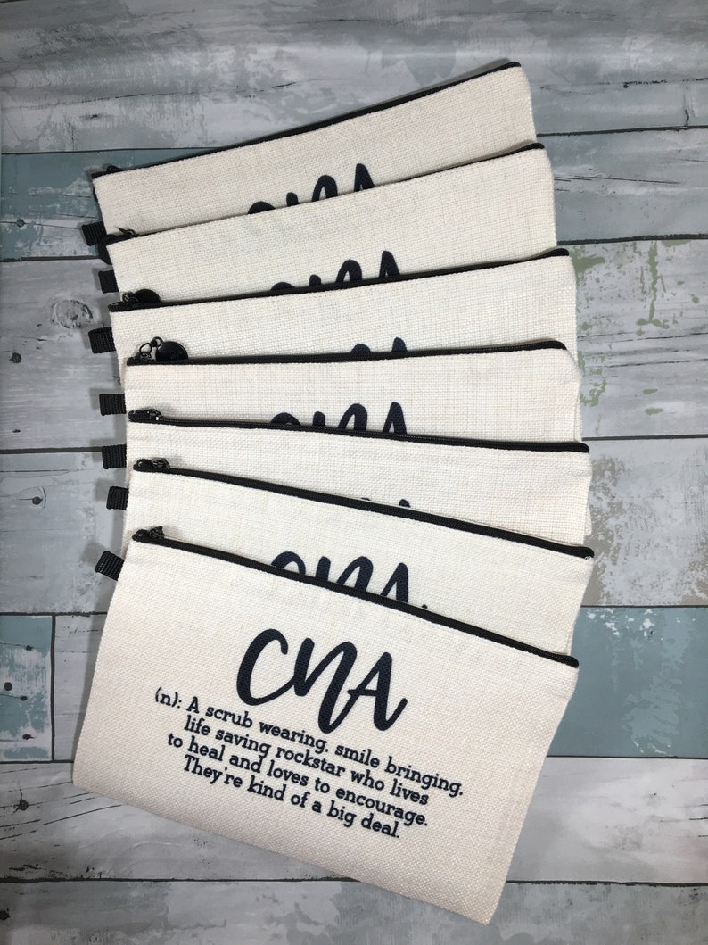 CNA Appreciation Gift: Beige Linen Makeup Bag With Wrist Strap - Etsy