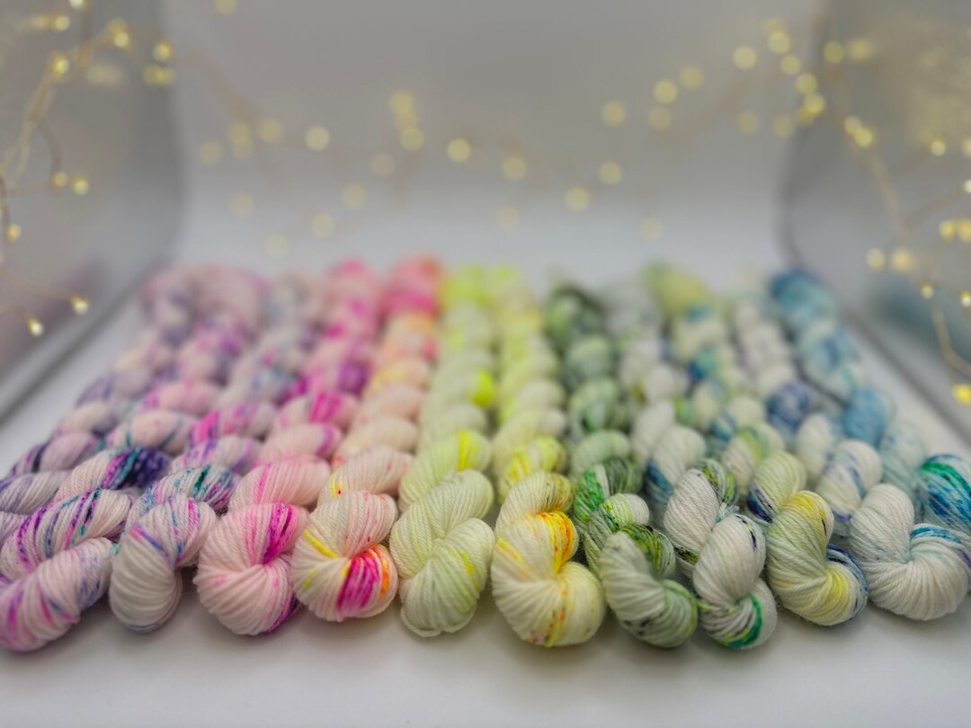 Neon Speckle Mini Skein Fade, Set Sock Yarn, Hand Dyed by Felicity Yarn ...