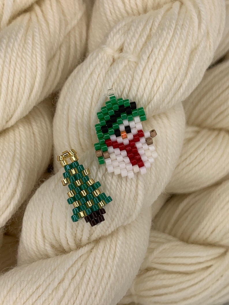 Snow Day Hand Beaded Stitch Marker or Progress Keeper Set by - Etsy