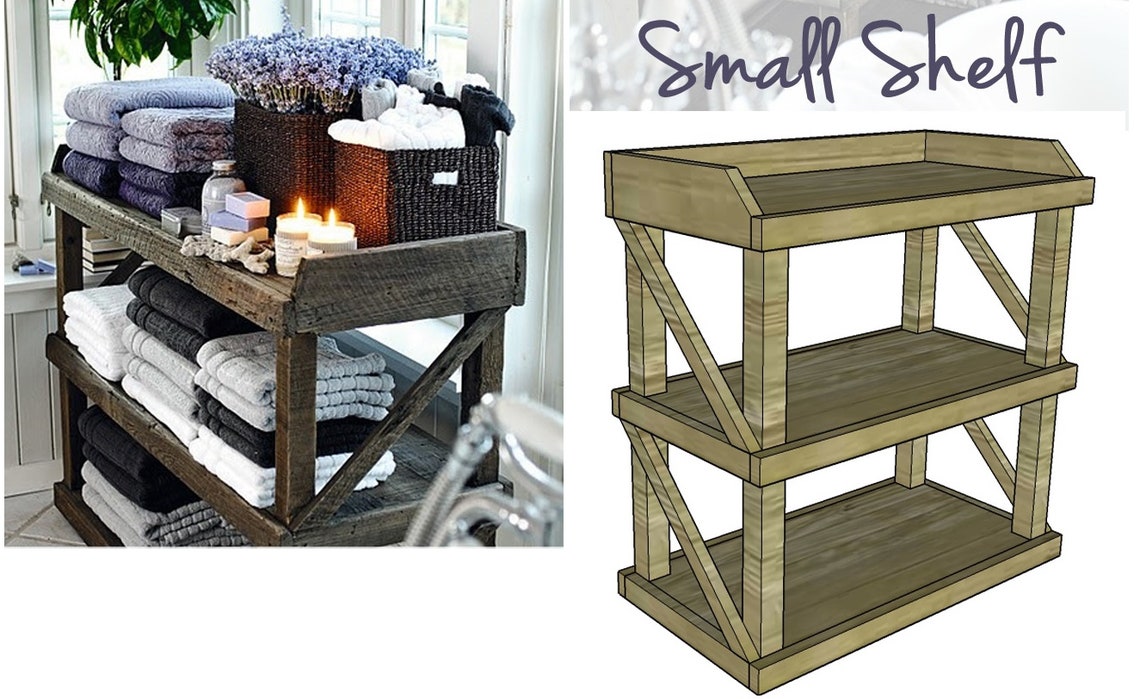 Plans for Rustic Bathroom Side Storage Shelf - Etsy