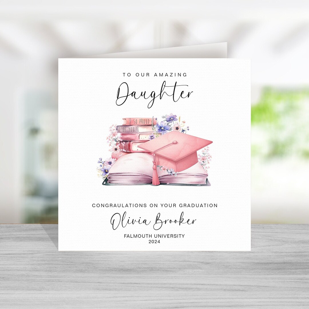 Personalised Pink Graduation Card for Her - Congratulations Card ...