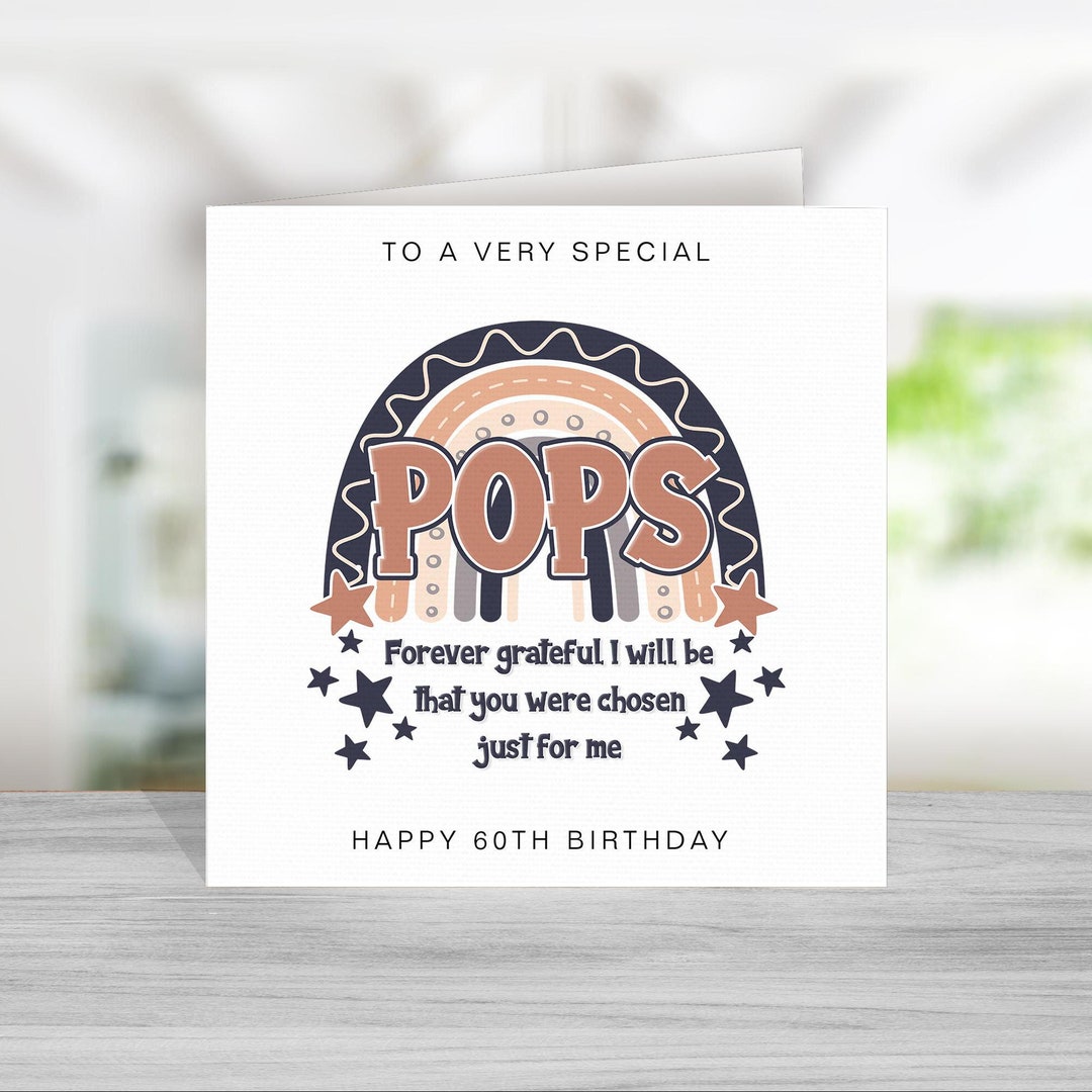Pops Birthday Card With Verse/poem - Happy Birthday Pops - Rainbow ...