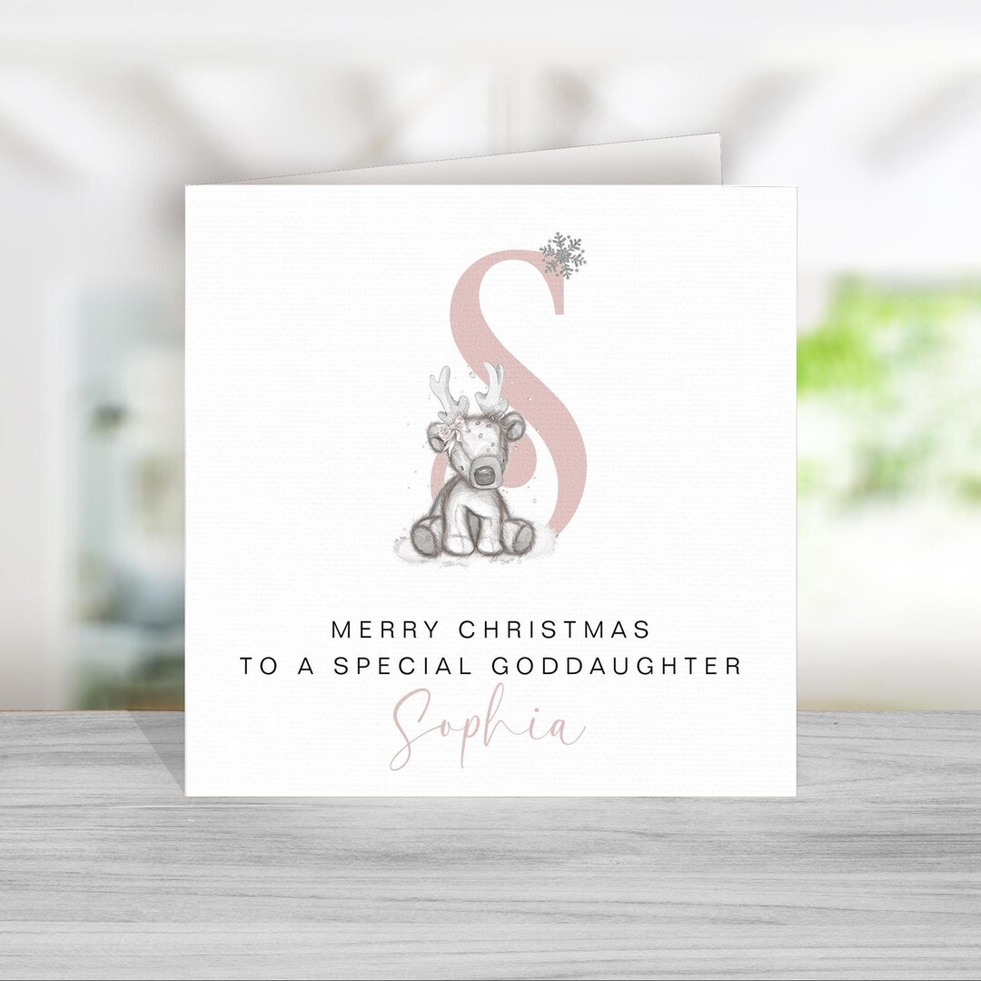 Reindeer Christmas Card for Goddaughter Card for Goddaughter ...