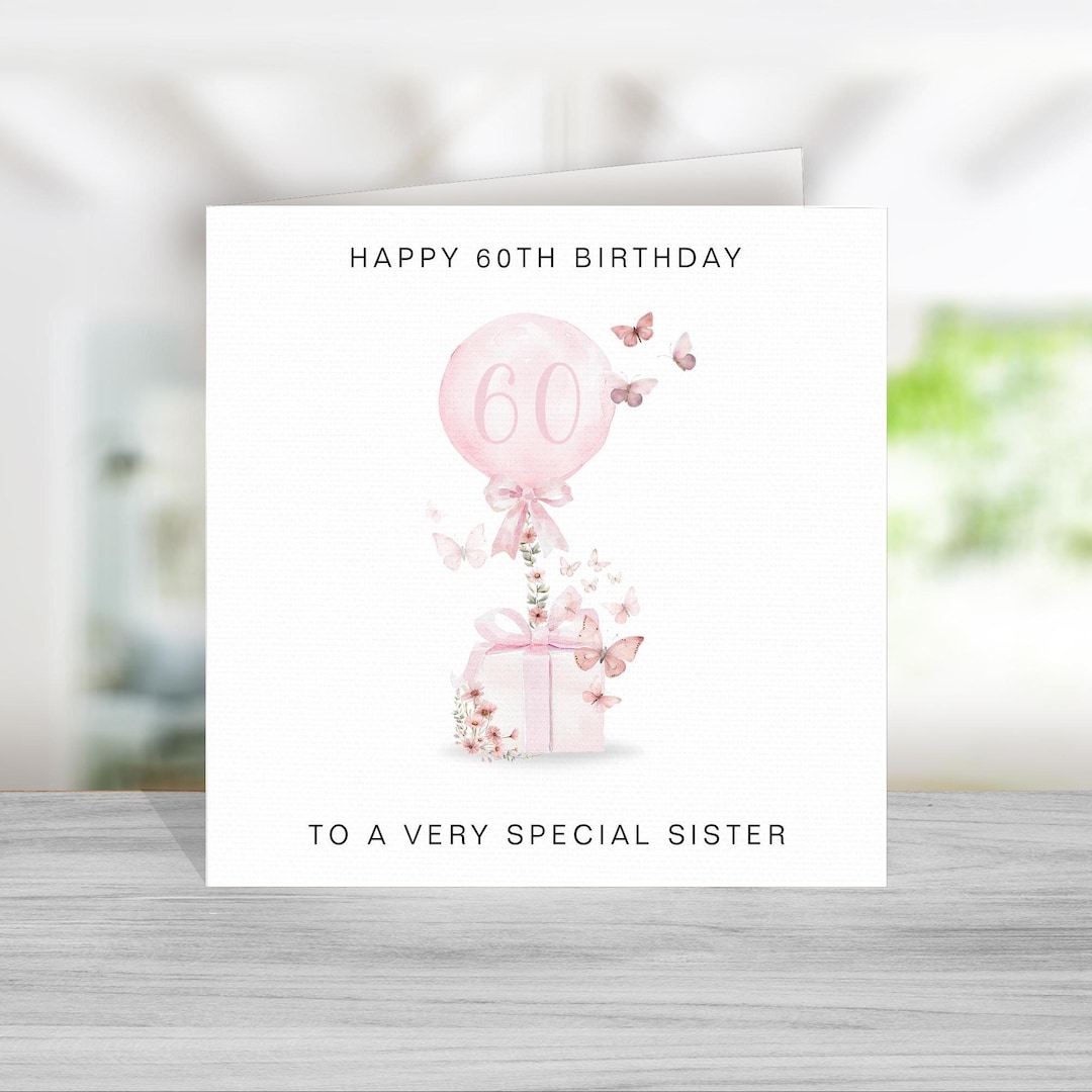 Sister 60th Birthday Card - Pink 60th Birthday Card for Sister - Sister ...