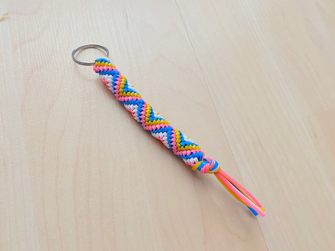 Pink Keychain Rexlace String Boondoggle Key Chain Spiral - Etsy