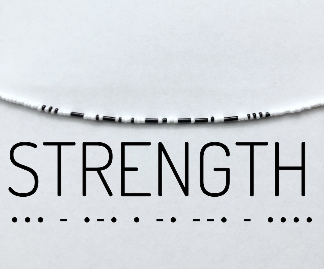 Strength Morse Code Necklace, Strength Beaded Necklace, Strength Choker, Mose Code Strength ...