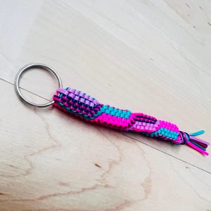 Boondoggle Keychain, Pink Keychain, Gimp Keychain, Plastic Lacing ...