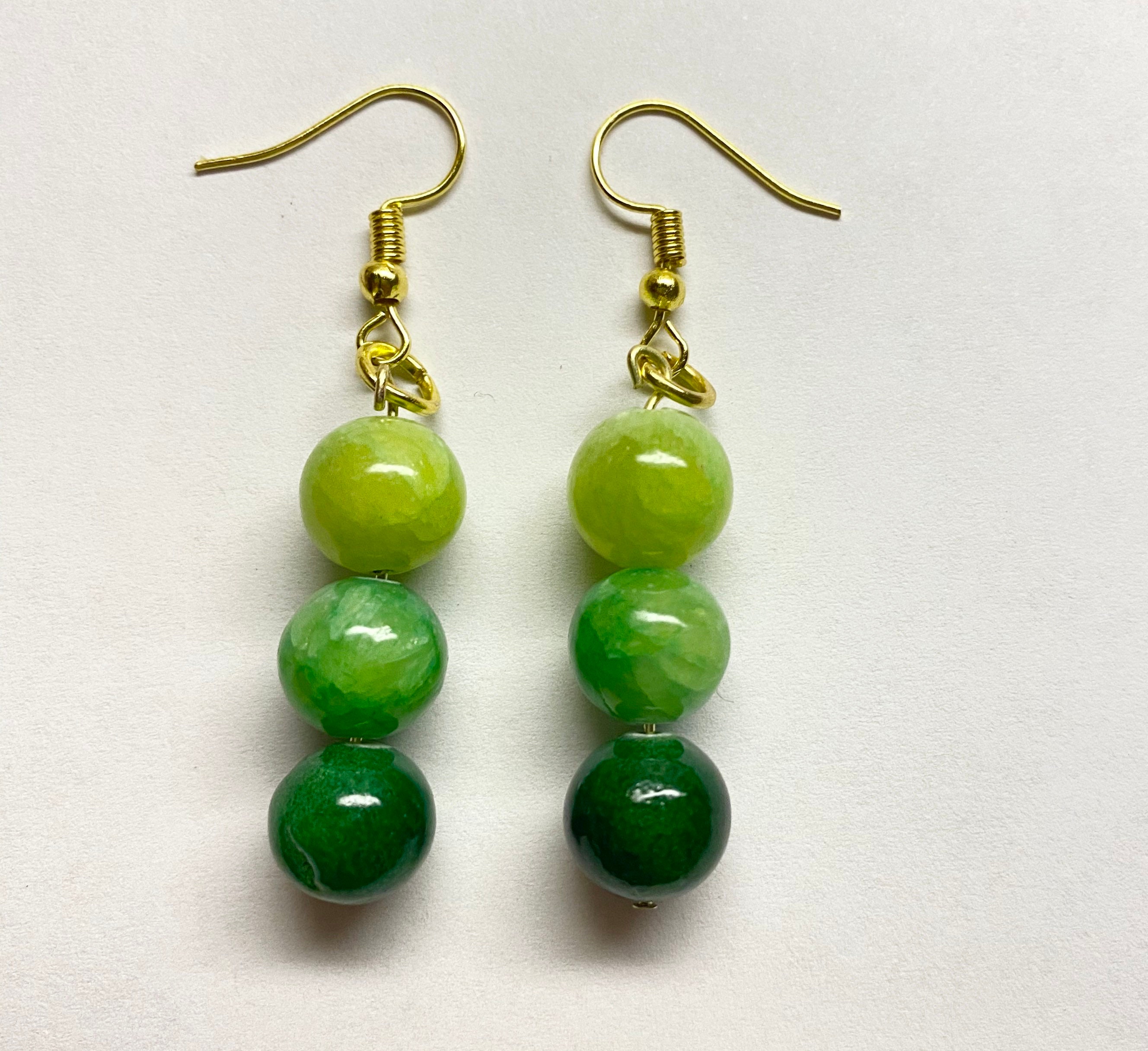 Green Bead Earrings, Spring Jewelry, Beaded Earrings, Mother's Day Gift ...