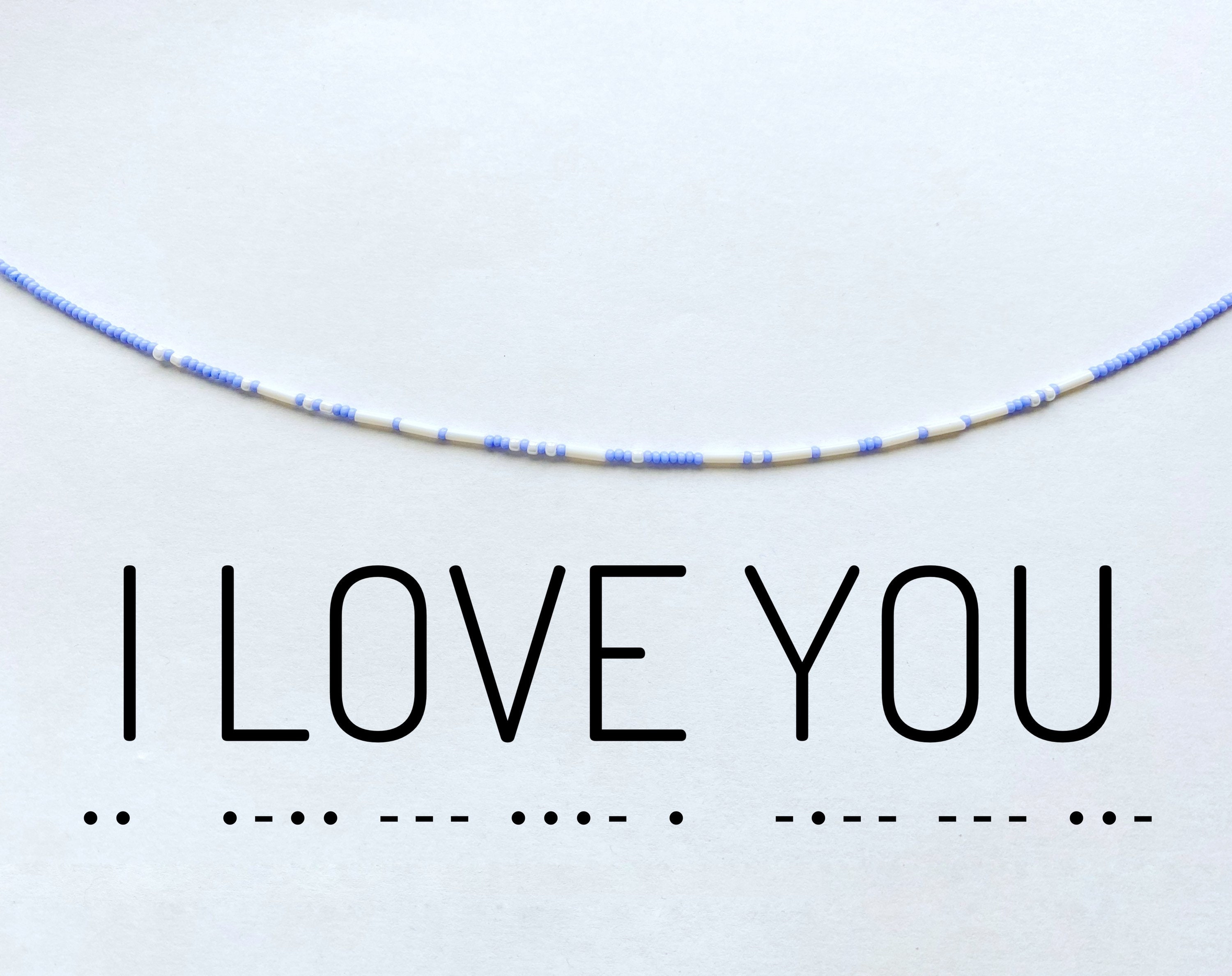 I Love You Necklace Morse Code Necklace Beaded Choker - Etsy