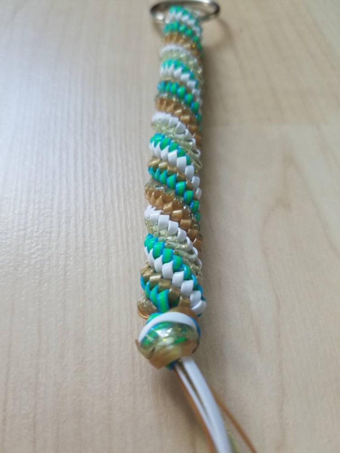 Boondoggle Keychain Turquoise and Gold Gimp Key Chain Spiral | Etsy