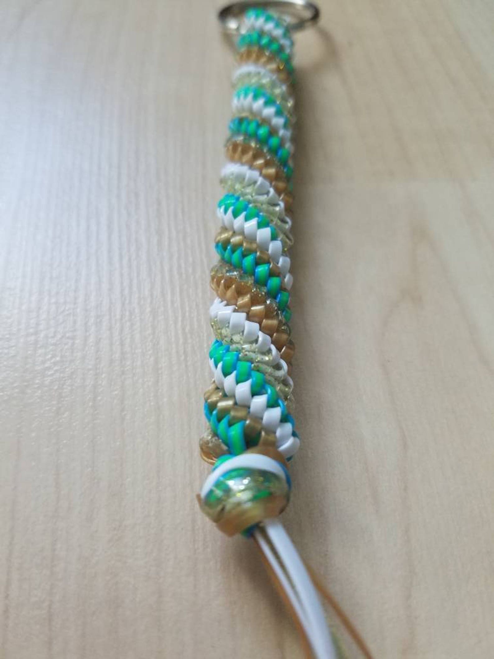 Boondoggle Keychain Turquoise and Gold Gimp Key Chain Spiral | Etsy