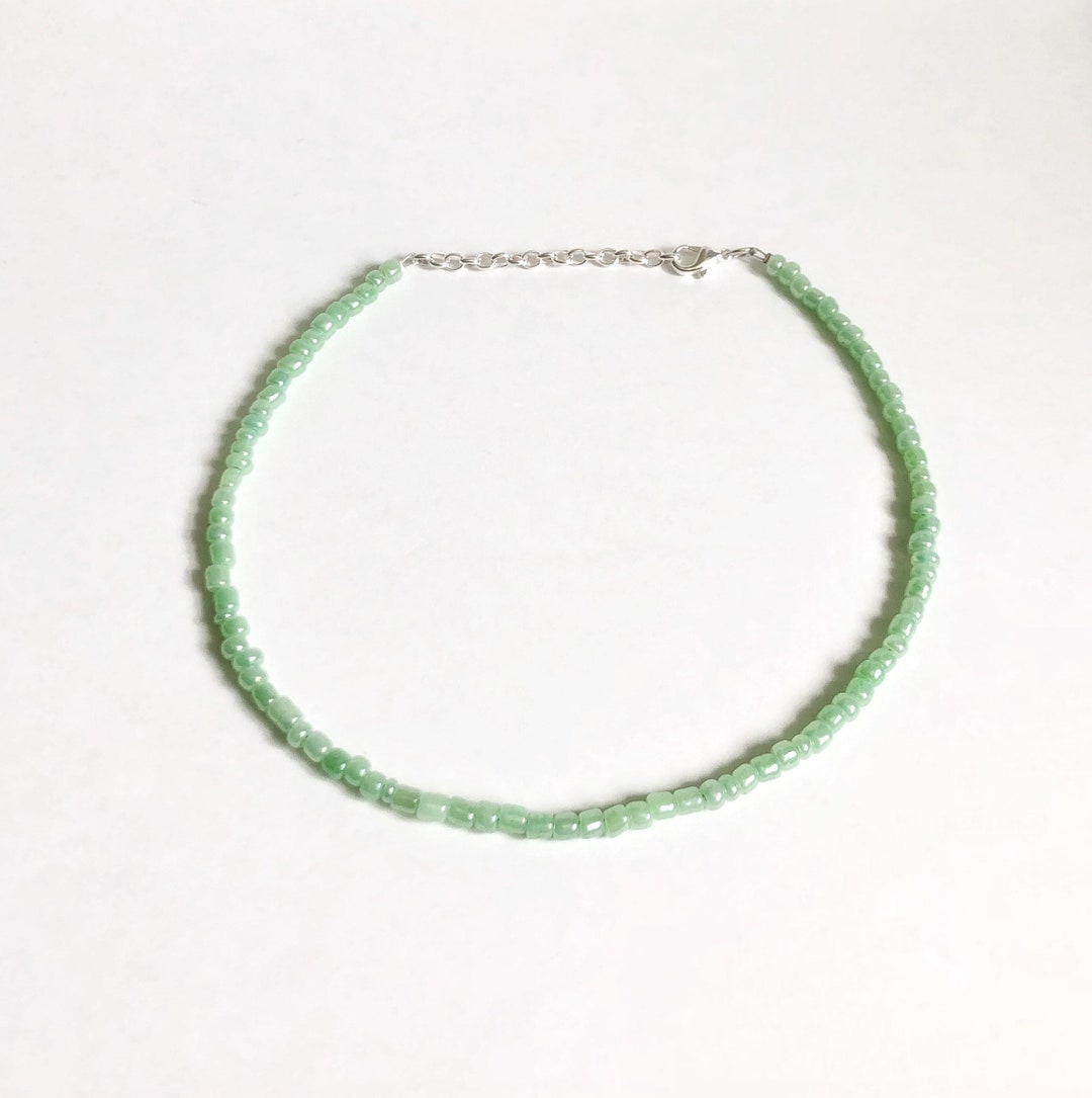 Green Beaded Necklace, Easter Necklace, Green Necklace, Pastel Choker ...