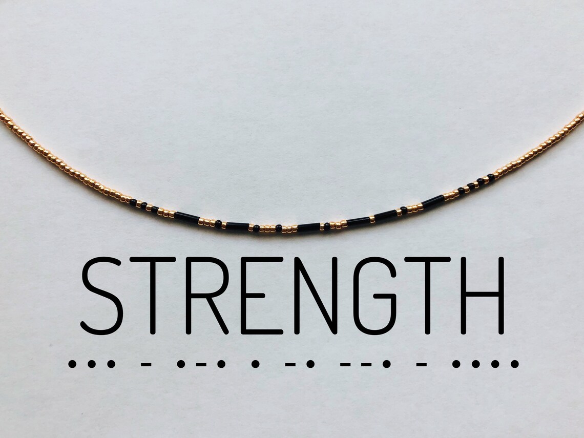 Strength Morse Code Necklace Strength Beaded Necklace - Etsy