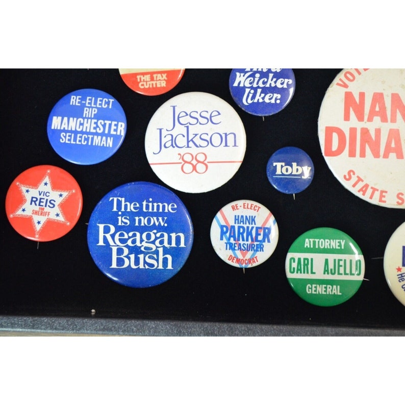 Political Pin Lot Various Town Local Officials and Other Vintage Lapel ...