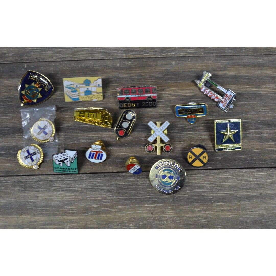 Transportation Railroad Pin Badge Lot Various Random Other Metal Enamel ...