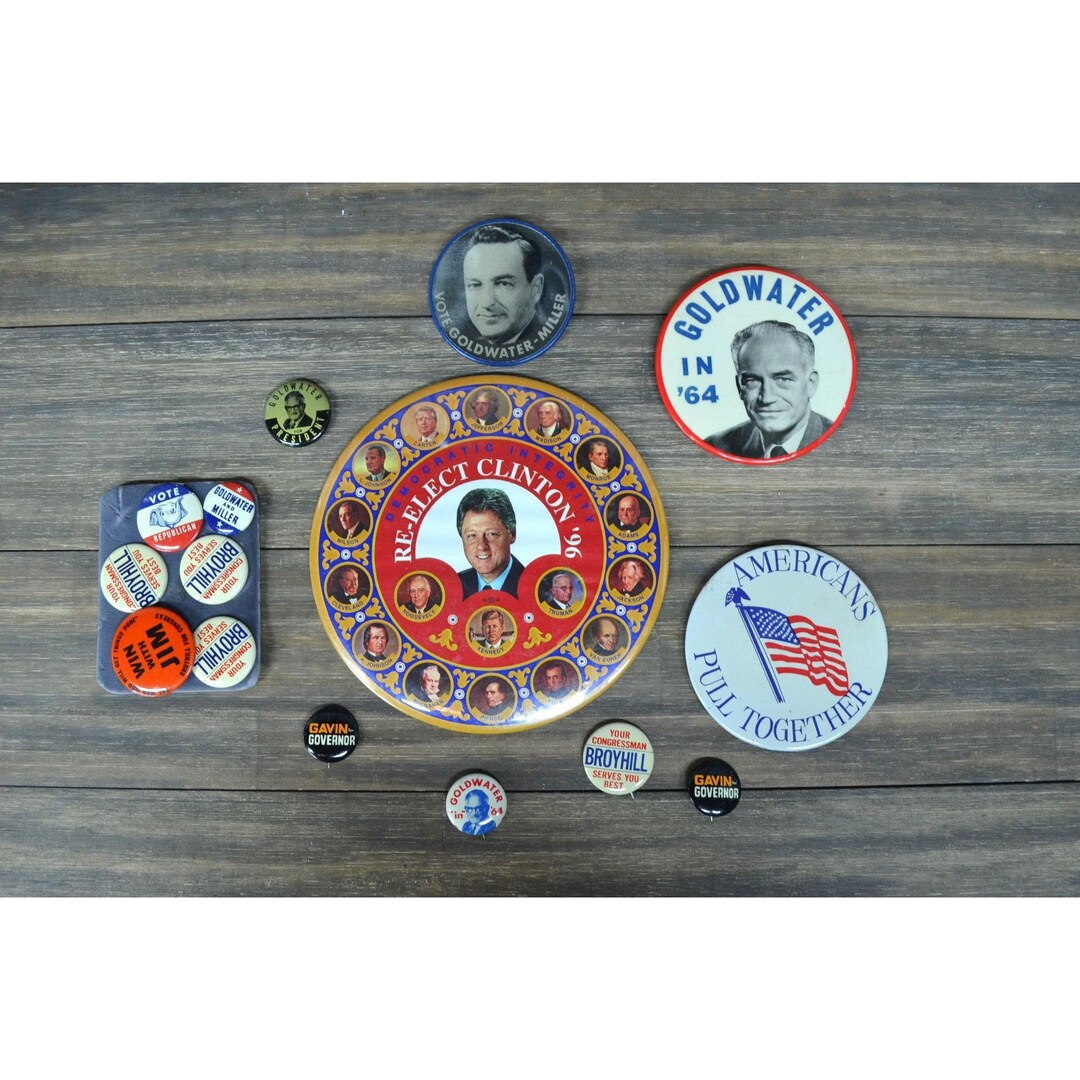 Vintage Political Pin Lot Button Lapel Gear Electoral Campaign Theme #5 ...