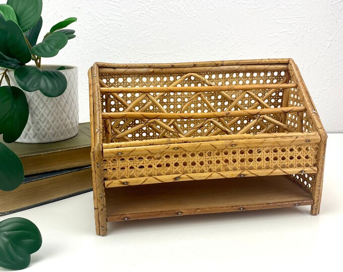 Bamboo & Cane Desktop Organizer - Letter Sorter - Mail Holder - Office ...