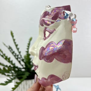 Vintage Ceramic Wall Mask - Iridescent Pink Clouds - Jester Clown ...