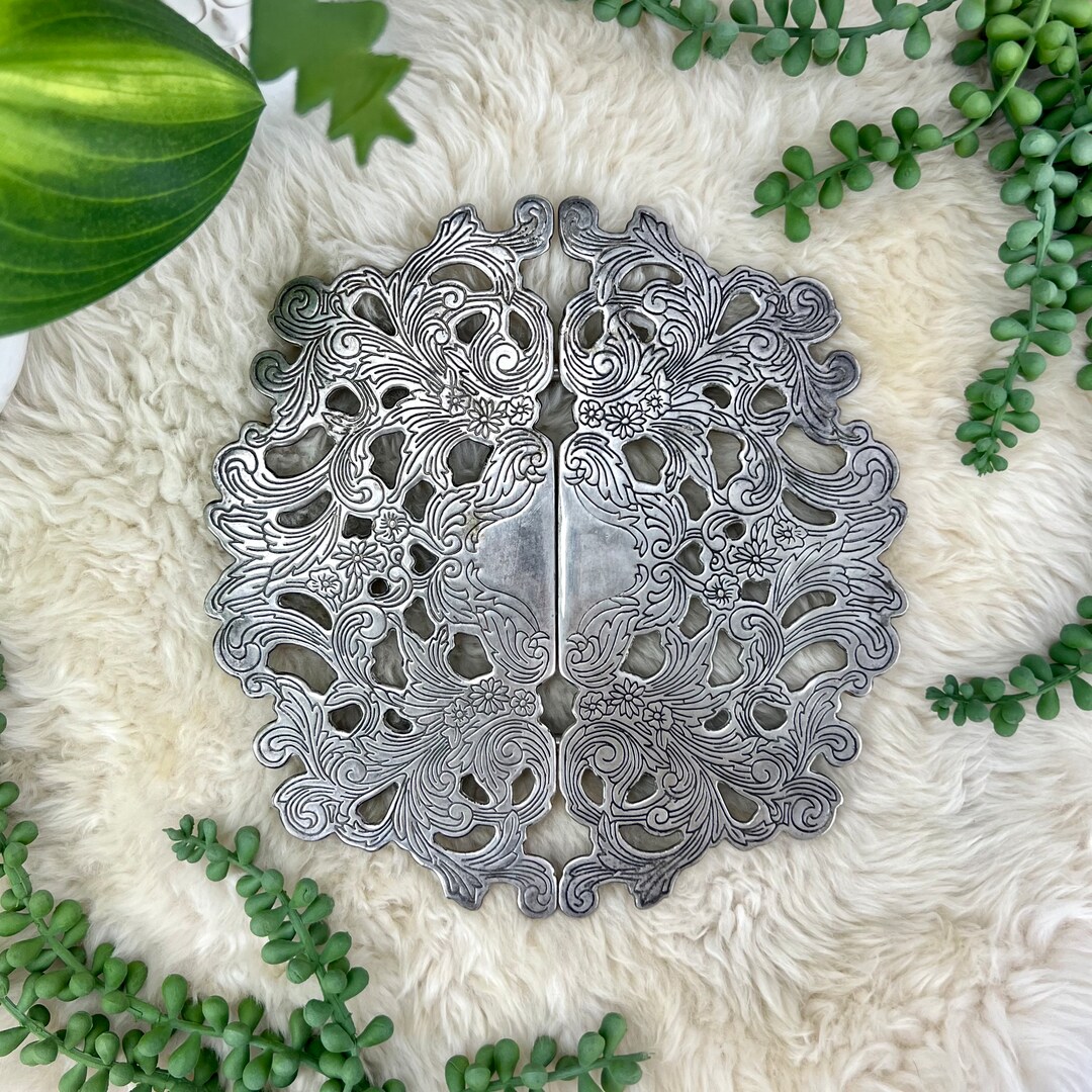 Expandable Trivet - Floral & Foliage Motif - Nickel Plate - Footed ...