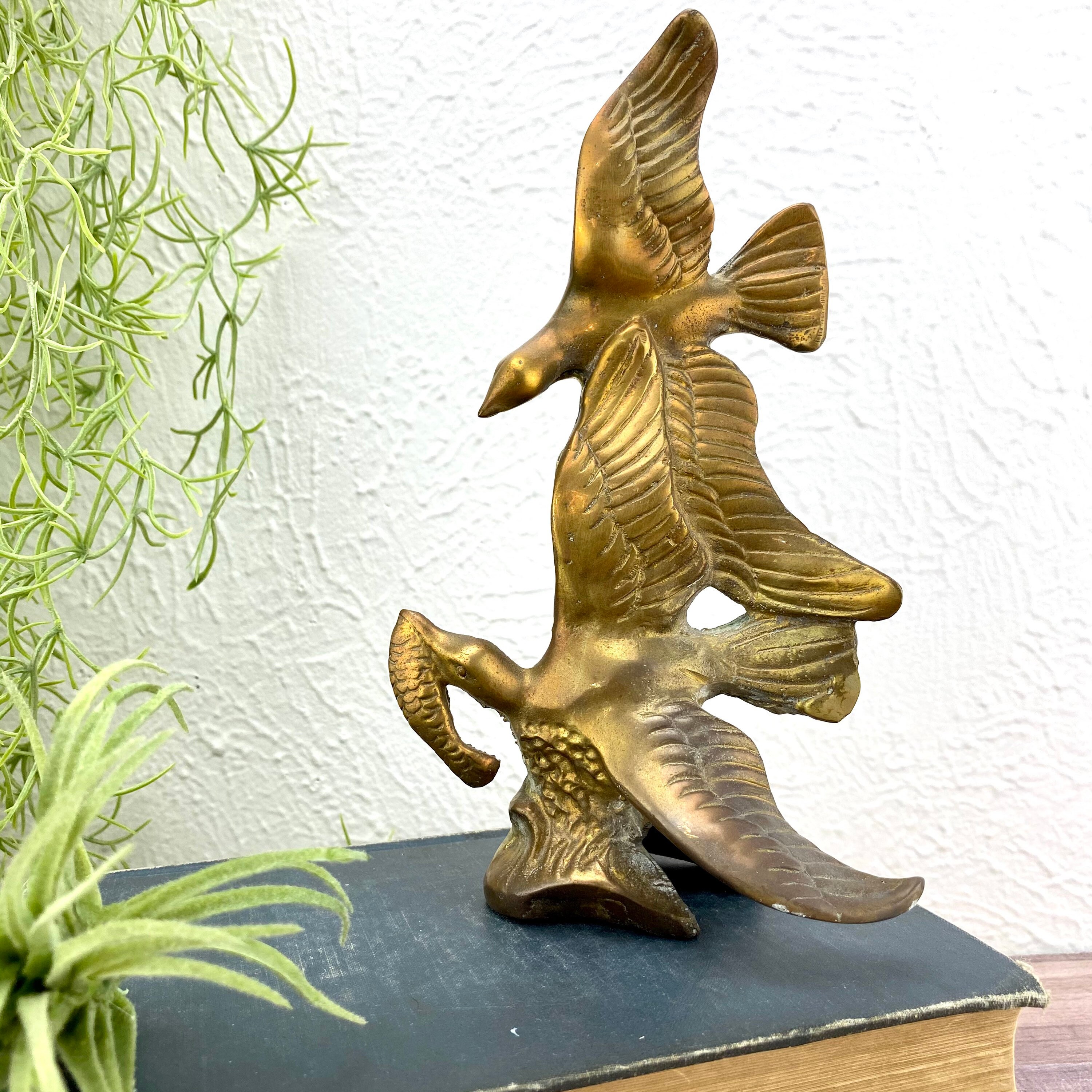Brass Seagull Statue Birds in Flight Ocean Birds Fishing - Etsy