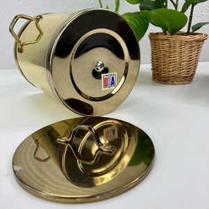 Brass Bottle Chiller Lidded Ice Bucket Insulated Liner Bar Cart ...