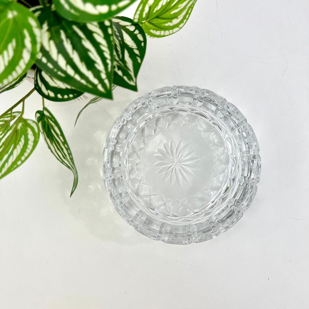 Rogaska Crystal Ashtray Round Glass Ashtray 16 Notch Lead Crystal Cross ...