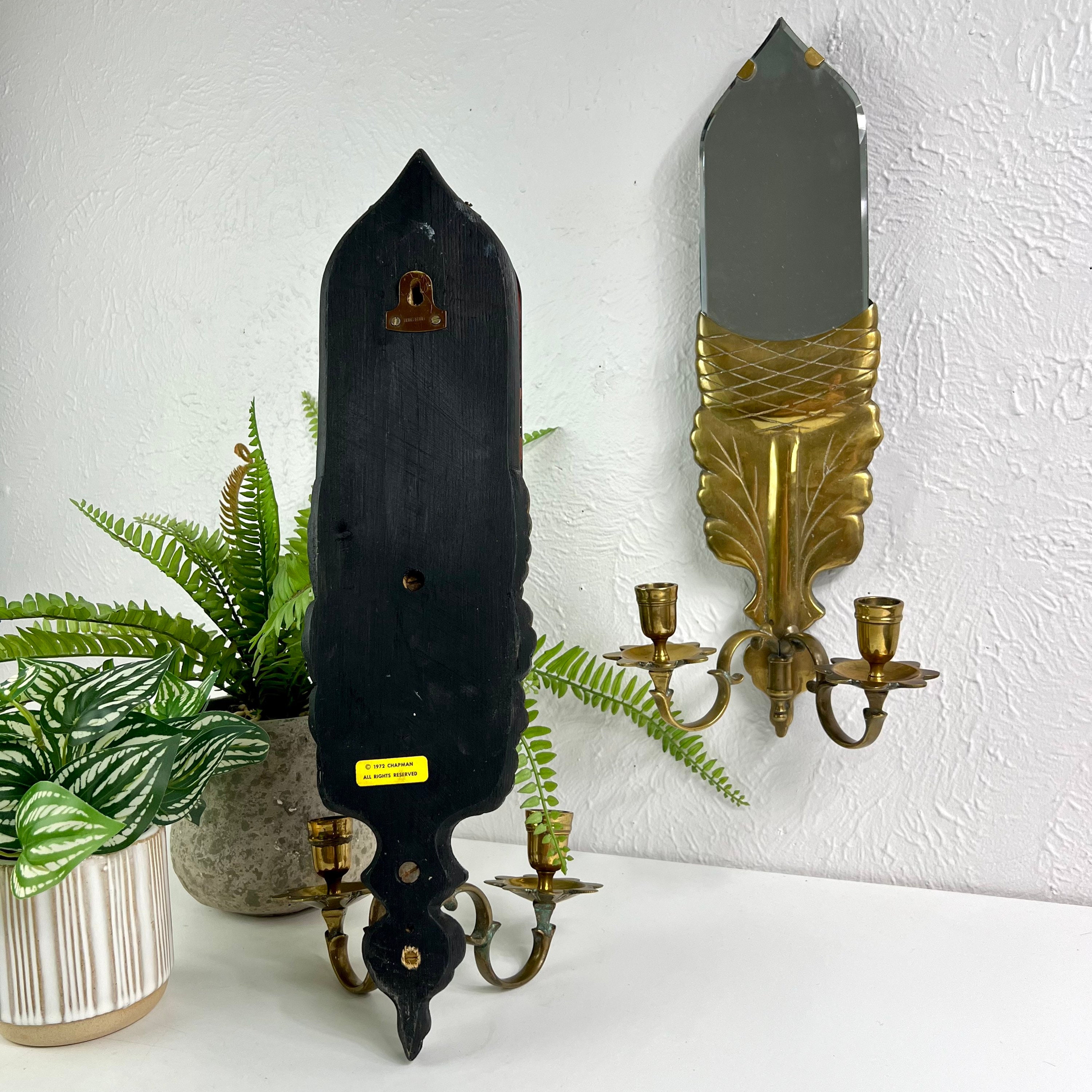 Mirrored Brass Acorn Candle Sconces Set of Two Double Wall - Etsy