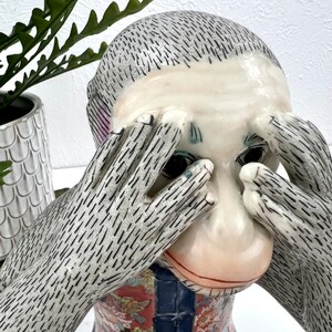 Large Chinoiserie Monkey - Peek a Boo - See No Evil - Twelve Inch ...