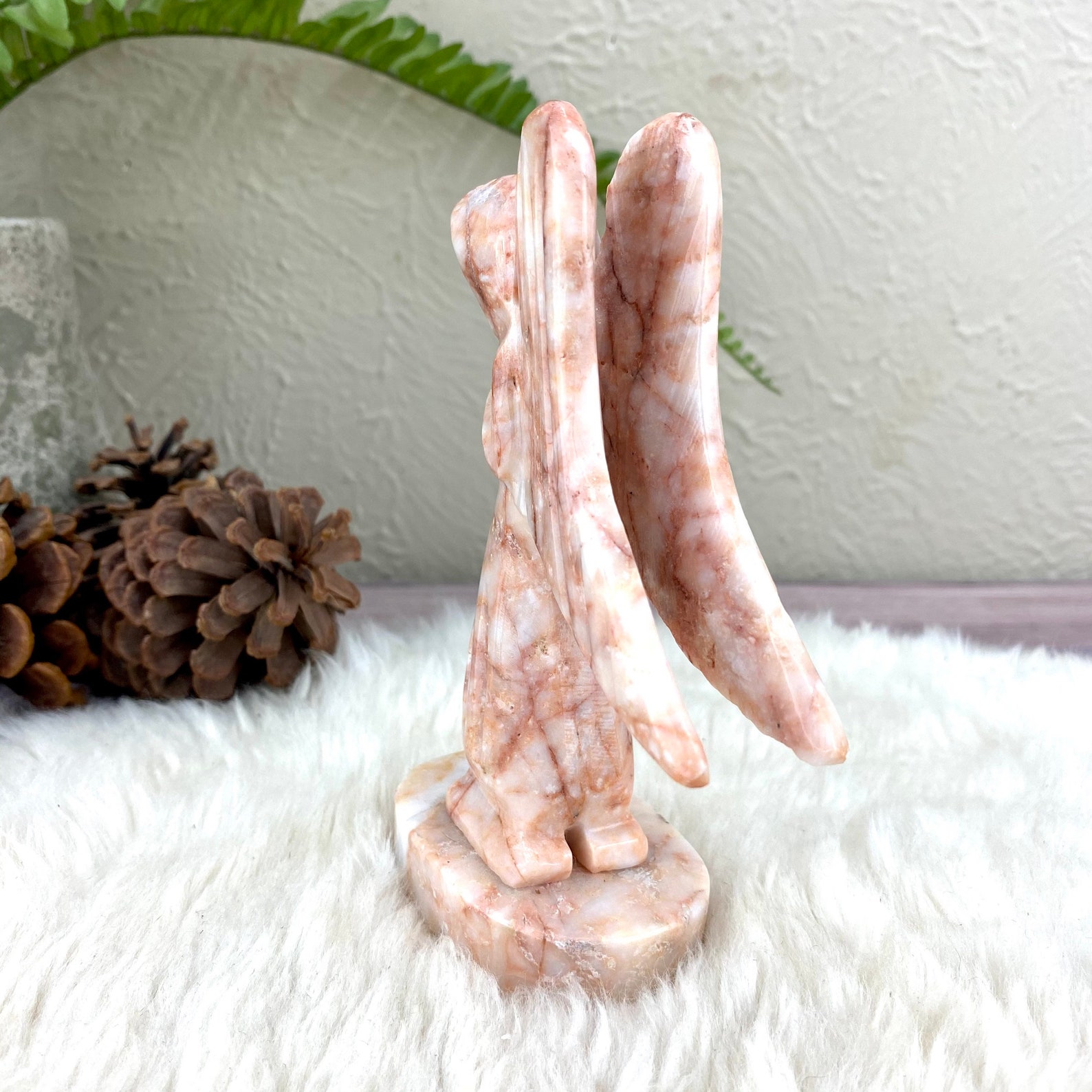 Pink Marble Angel Statuette Praying Angel Religious Decor - Etsy