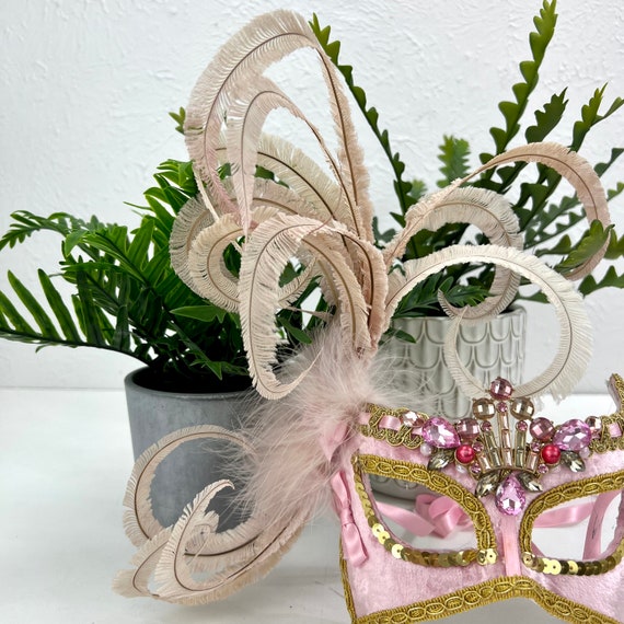 Pink Velvet Masquerade Mask - Venetian Style - Bejewe… - Gem
