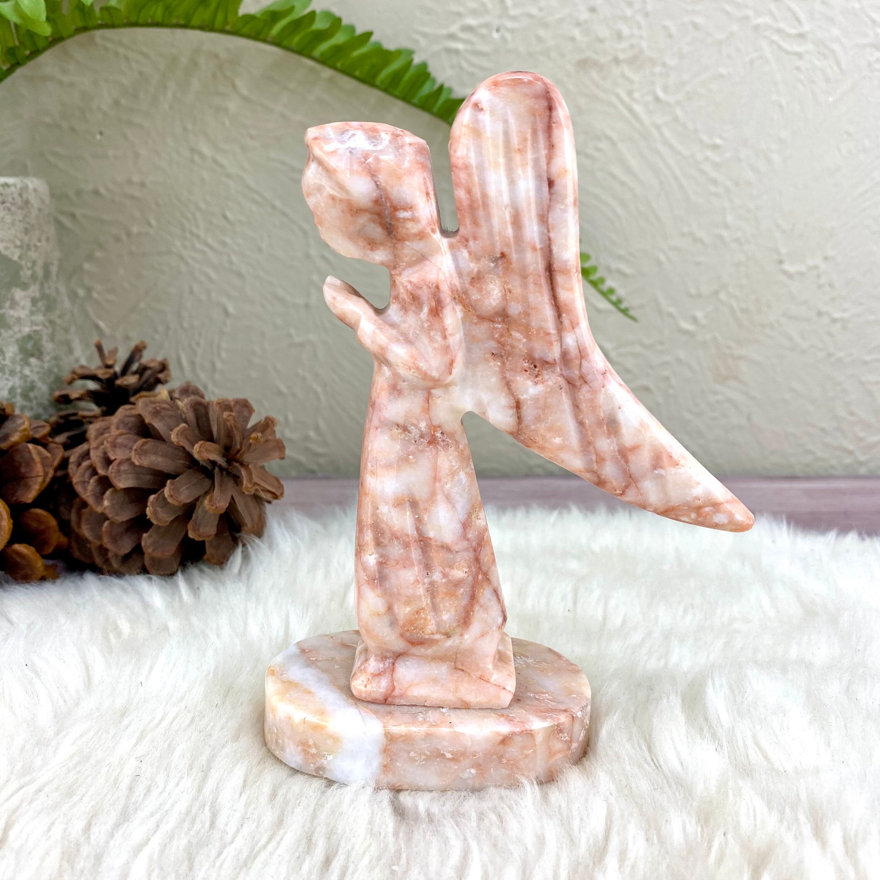 Pink Marble Angel Statuette Praying Angel Religious Decor - Etsy