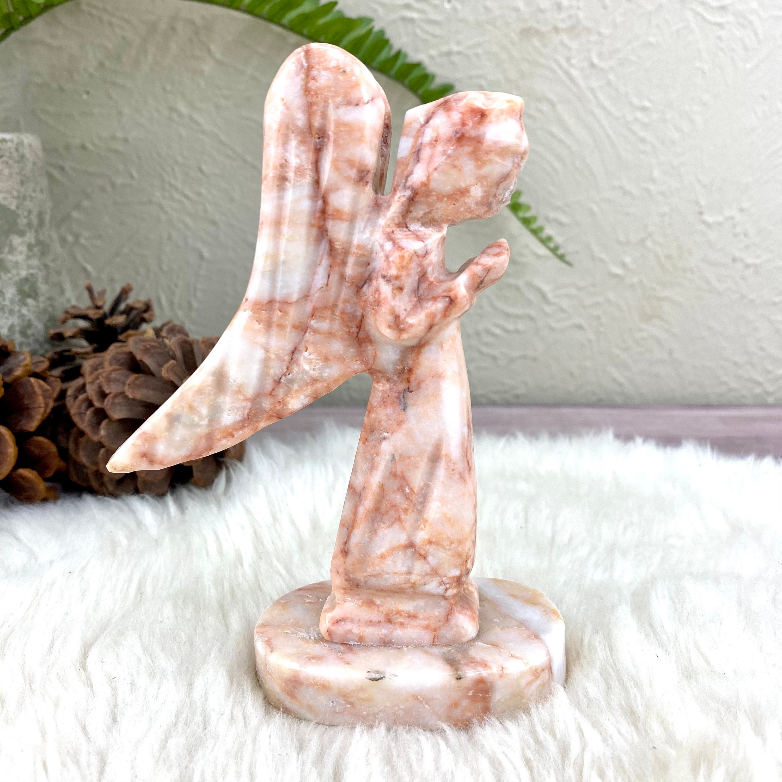 Pink Marble Angel Statuette Praying Angel Religious Decor - Etsy