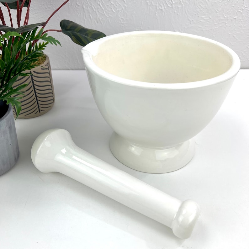 Extra Large Porcelain Mortar and Pestle - Apothecary Mortar - Herbal ...