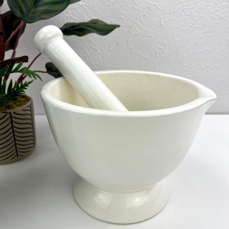 Extra Large Porcelain Mortar and Pestle - Apothecary Mortar - Herbal ...