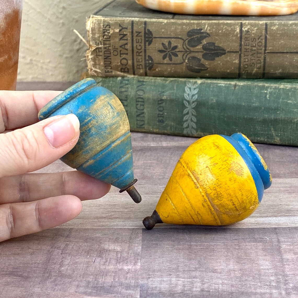 Vintage Wooden Spinning Top Throwing Spinner Wood Toy - Etsy