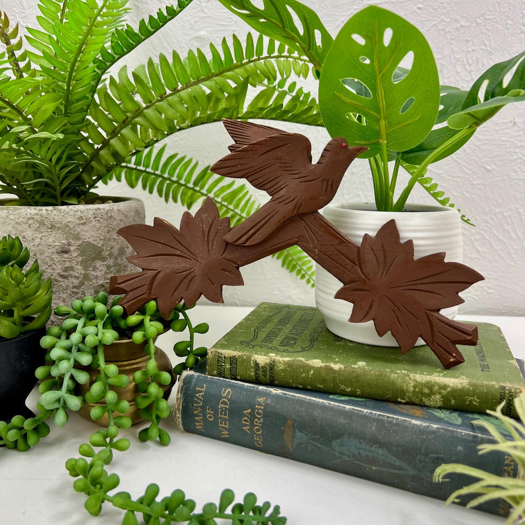 Wood Cuckoo Clock Topper - Bird & Oak Leaves - Hand Carved Cuckoo Crown ...
