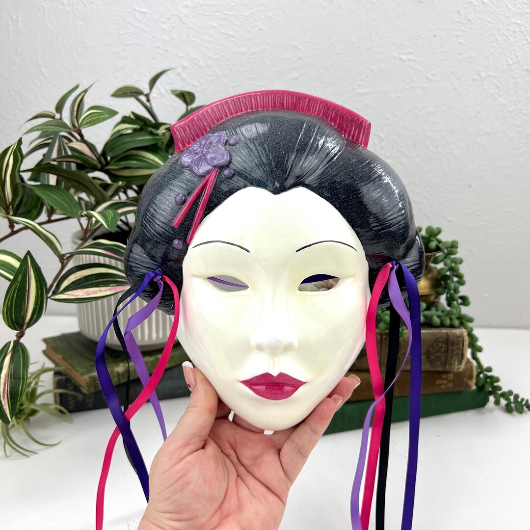 Geisha Ceramic Wall Mask - Collectible Art Mask - Hand Painted ...