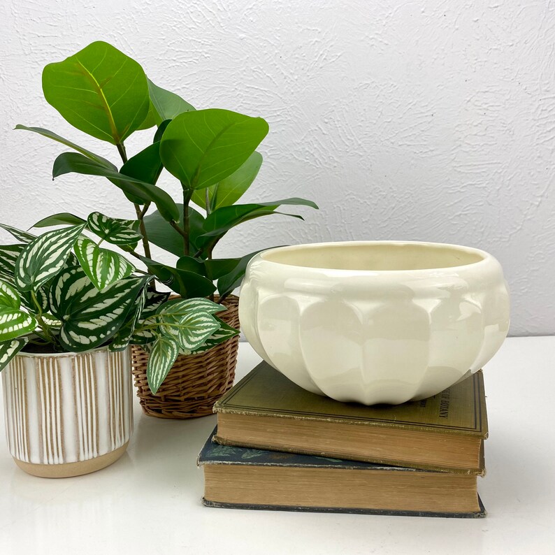 Ceramic Planter Cache Pot Creamy off White Mid Century - Etsy