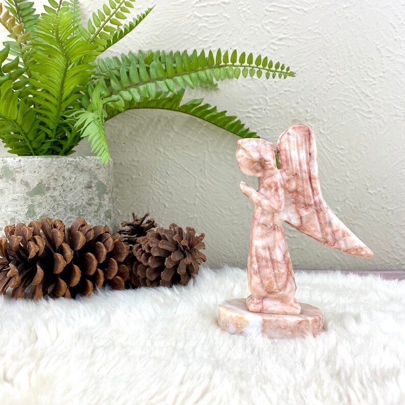 Pink Marble Angel Statuette Praying Angel Religious Decor - Etsy