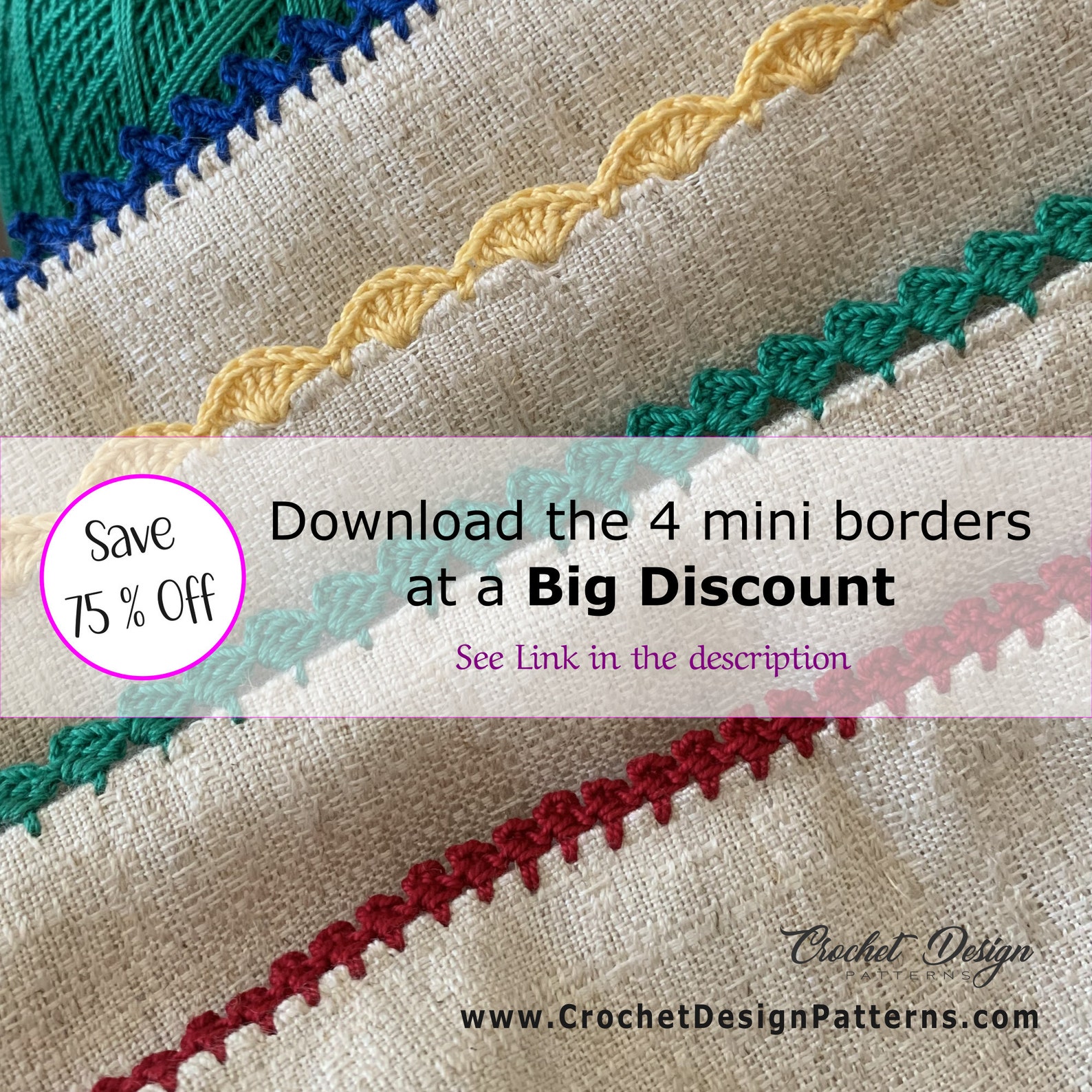 Crochet Picot Border Pattern: on Fabric Easy for Beginner Edging (PDF ...