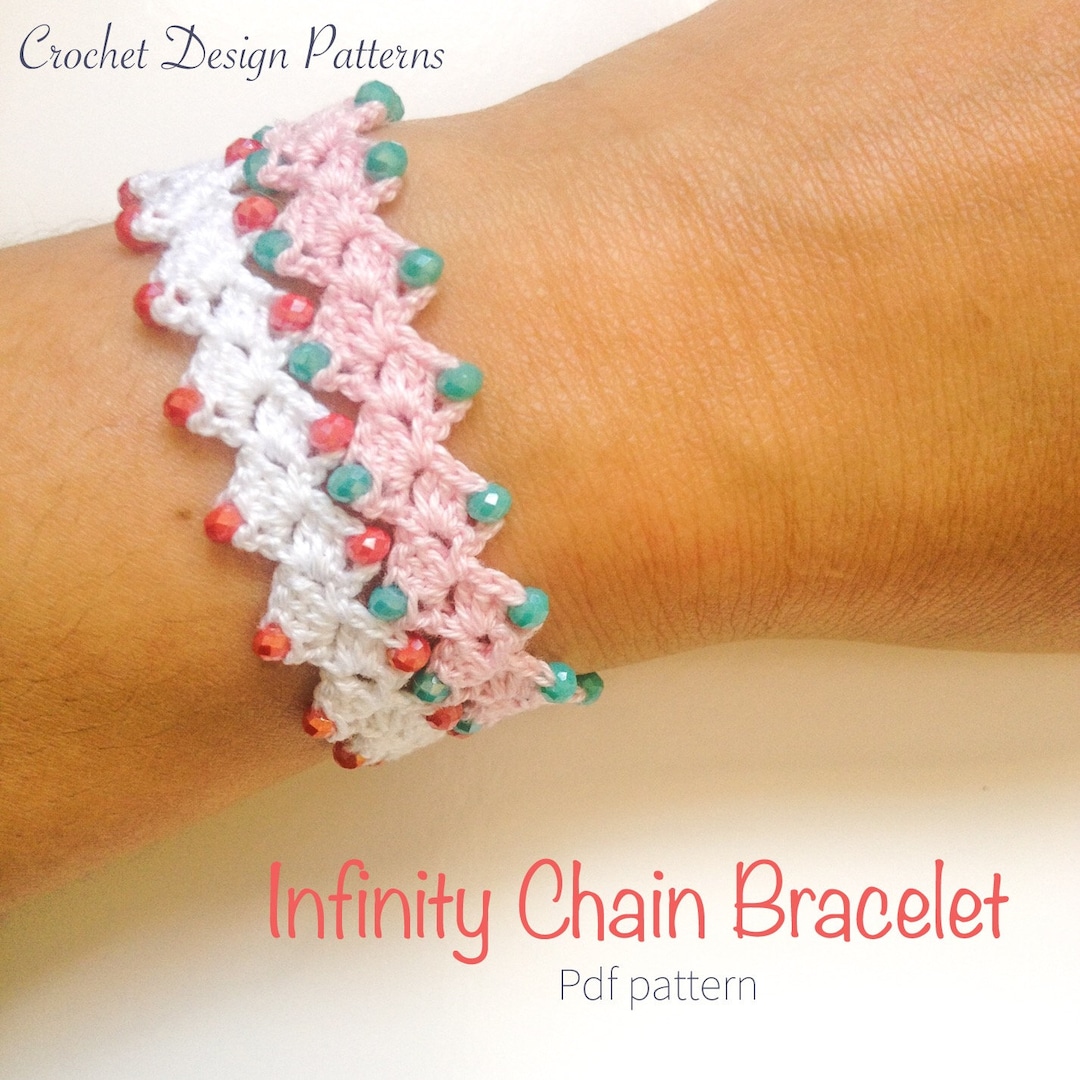 Crochet Infinity Chain Bracelet Pattern With Beads (PDF Pattern) - Etsy