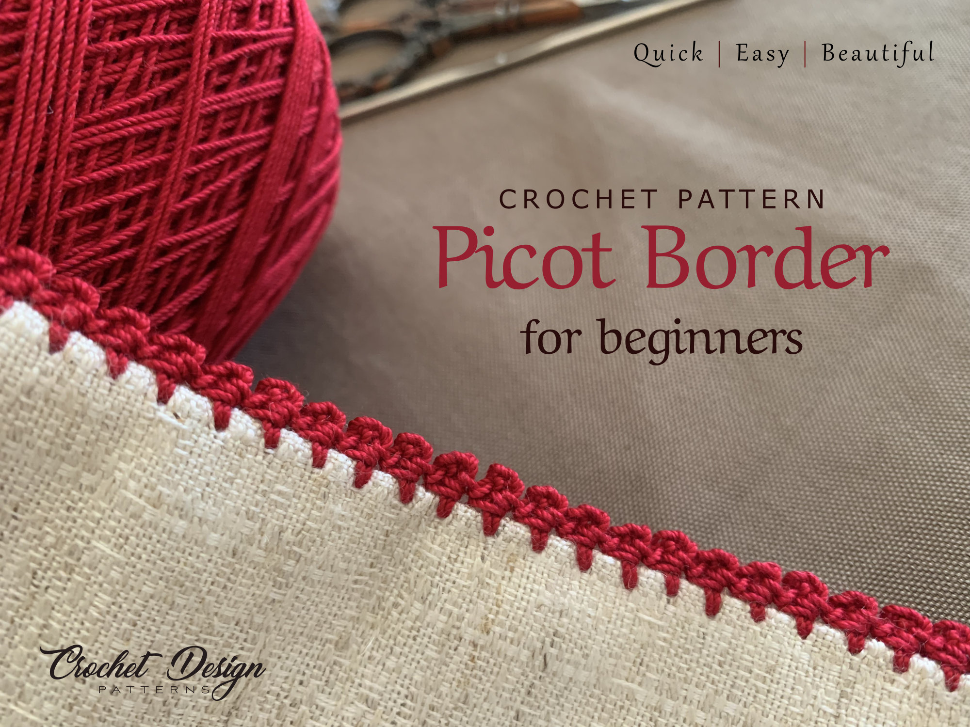 Crochet Picot Border Pattern: on Fabric Easy for Beginner Edging (PDF ...