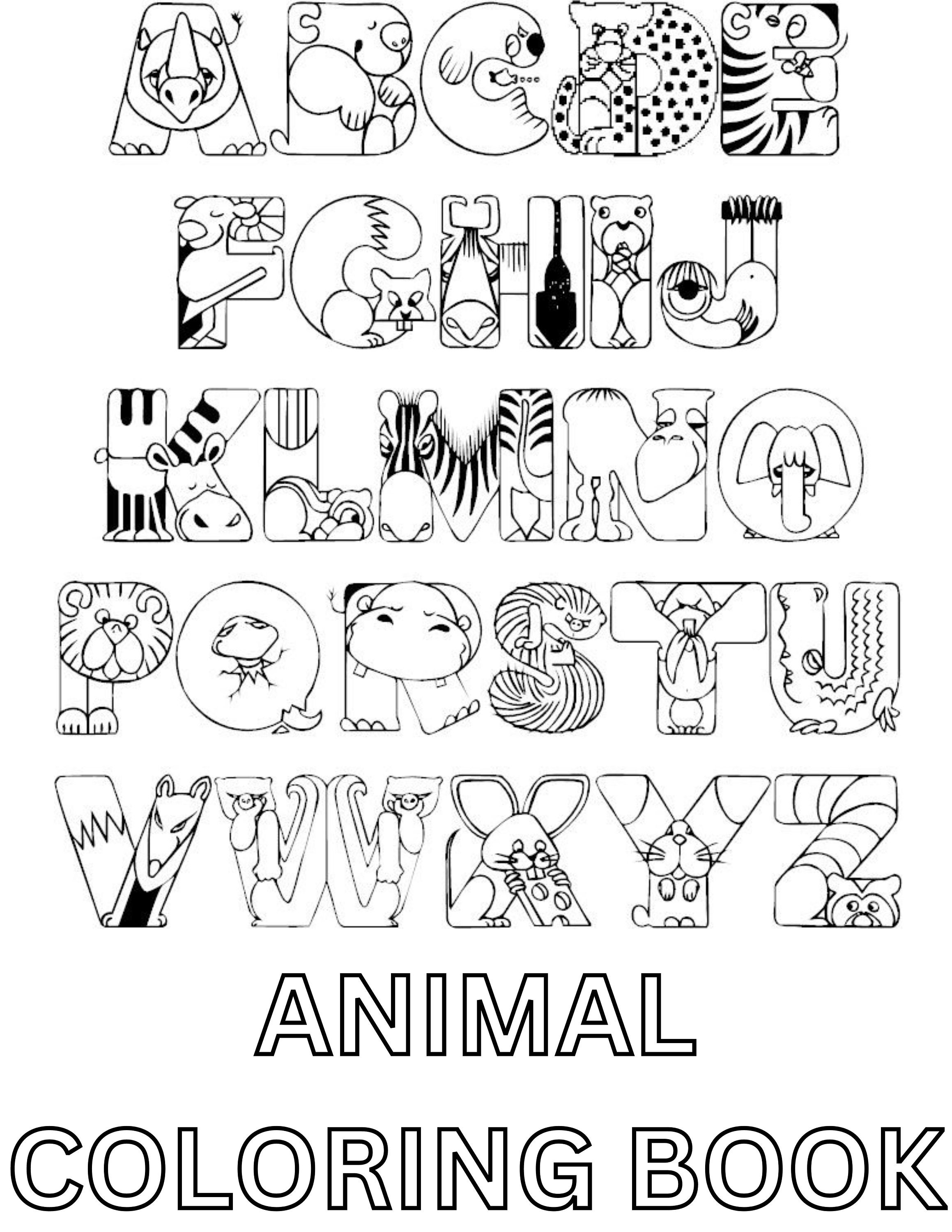 Animals Alphabet Educational Kids Coloring Book - Etsy