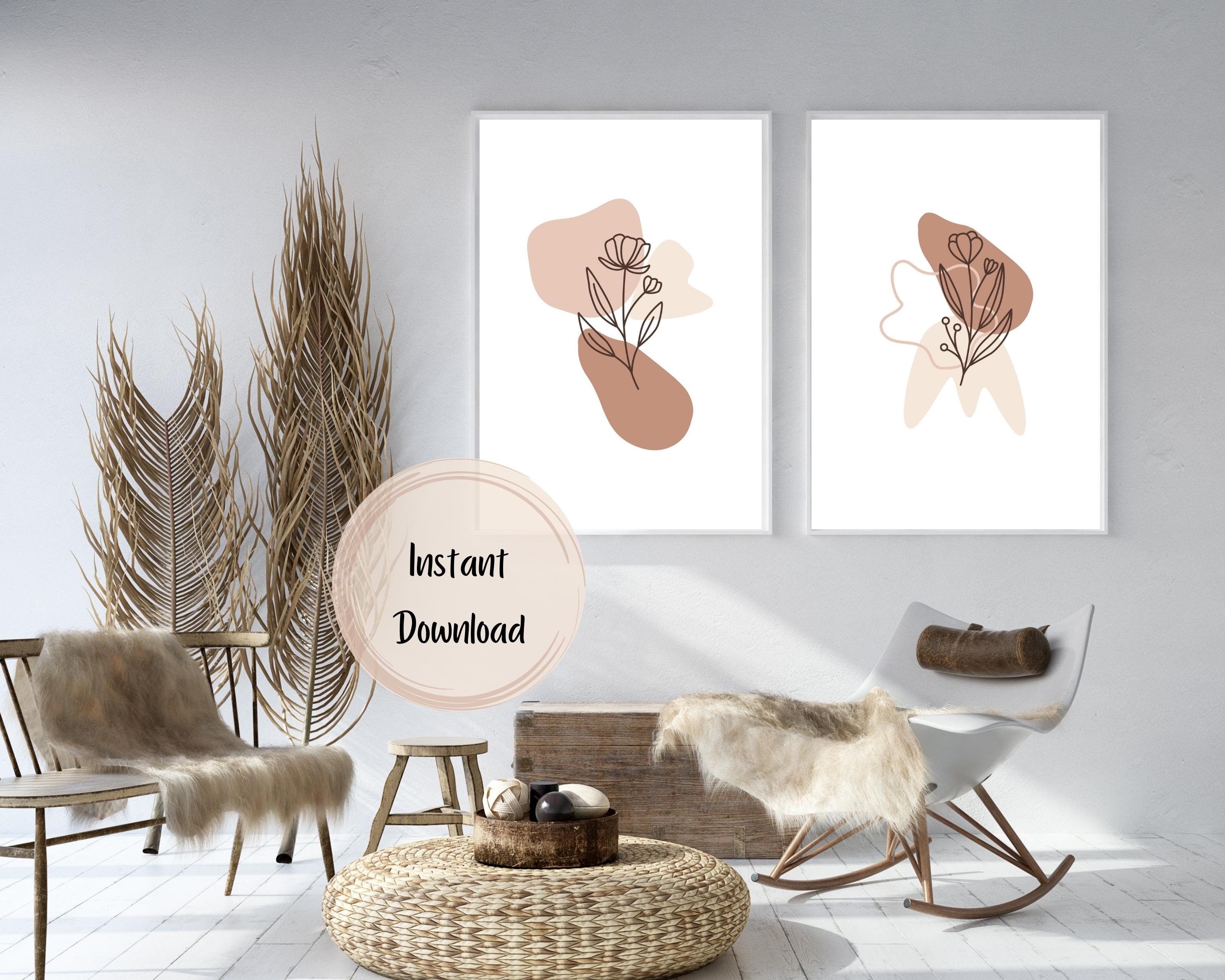 Set of 6 Boho Flower Wall Art Printable, Colorful Abstract Art Print ...