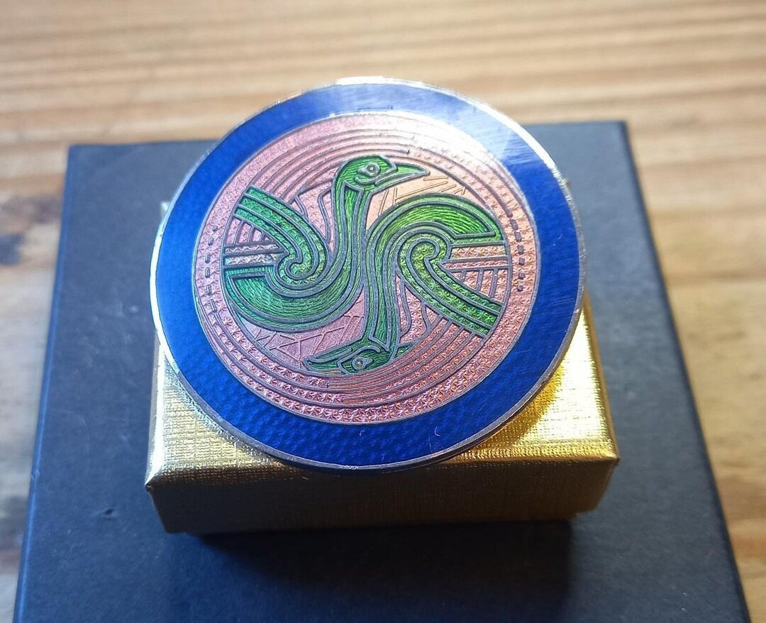 VINTAGE CLOISONNE ENAMEL Pictish Design Brooch - Etsy