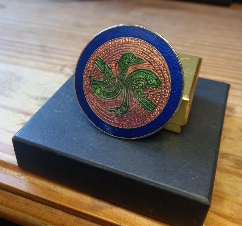 VINTAGE CLOISONNE ENAMEL Pictish Design Brooch - Etsy