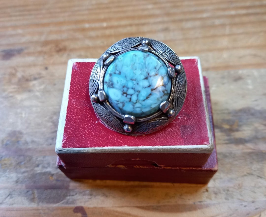 VINTAGE MIRACLE BROOCH With Turquoise Stone - Etsy