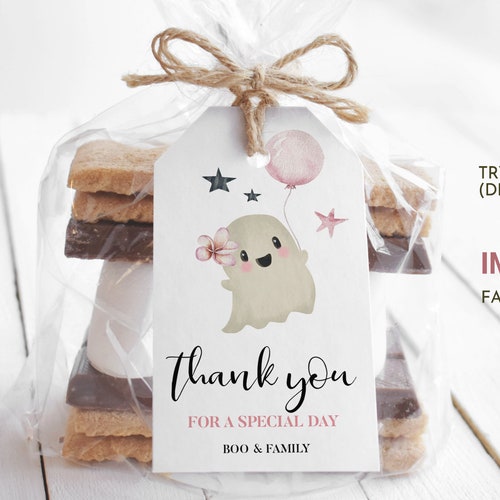 Little Boo Cute Pink Ghost Editable Favor Tag Instant - Etsy