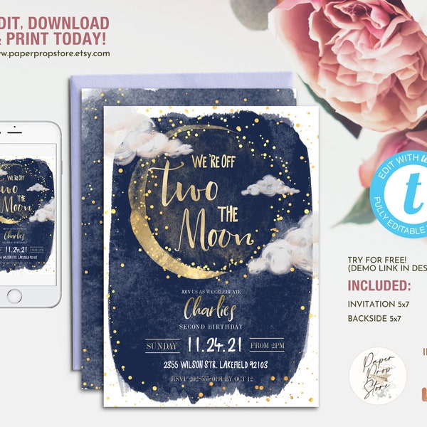 To the Moon Invitation - Etsy