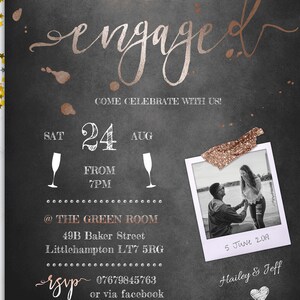 Engagement Party Invitation, Instant Download, Fairy Lights Chalkboard ...